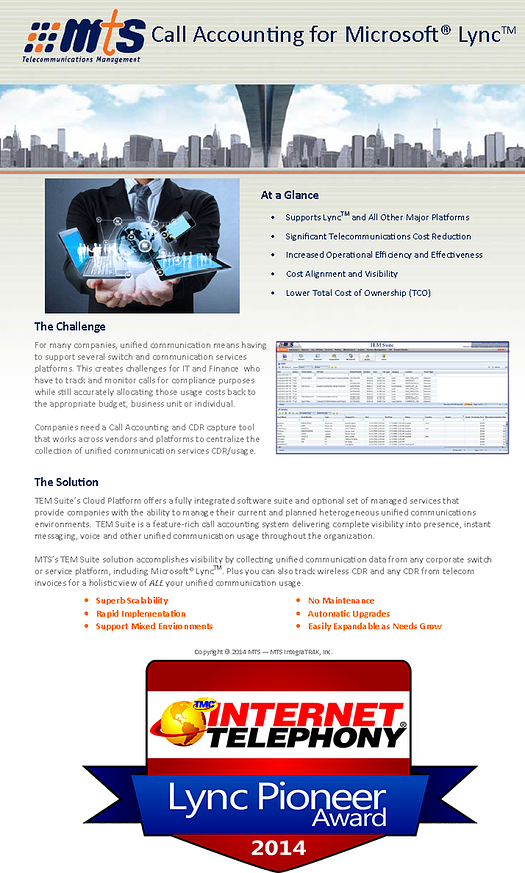 MTS Microsoft Lync Call Accounting Solution